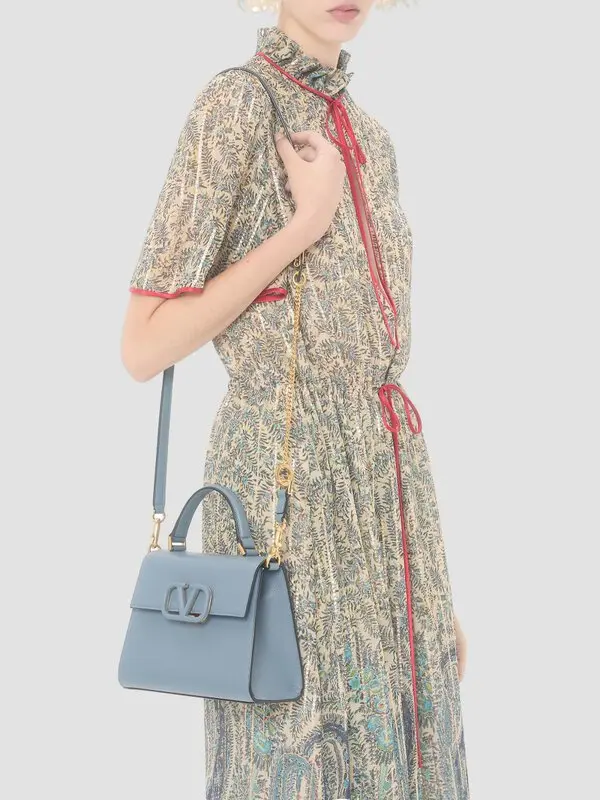 Valentino Garavani Small Vsling Grainy Calfskin Handbag - Stone