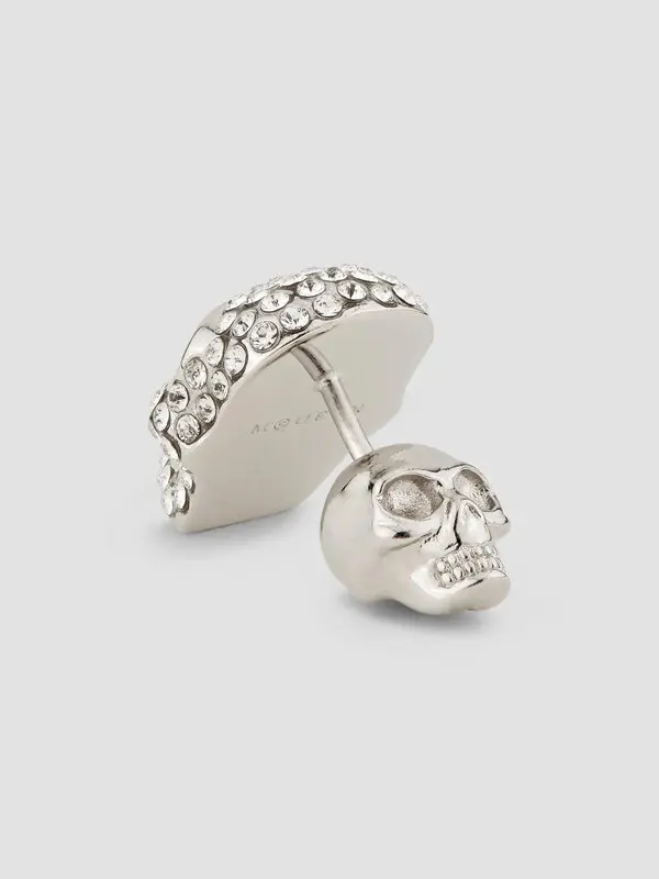 Alexander McQueen Silvertone & Glass Crystal Skull Stud Earrings