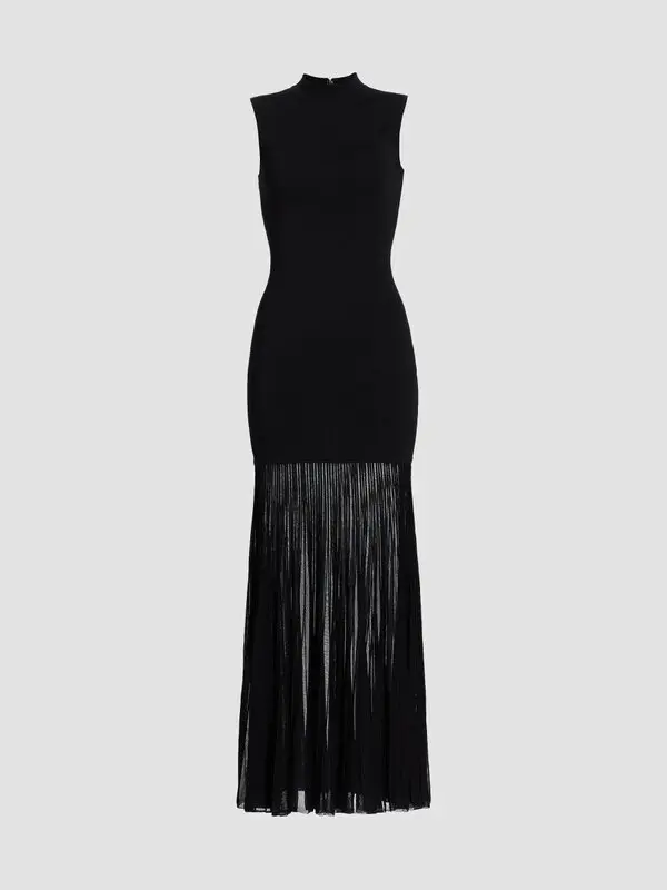 Michael Kors Mock Turtleneck Sheer Maxi Dress