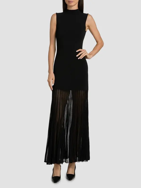 Michael Kors Mock Turtleneck Sheer Maxi Dress