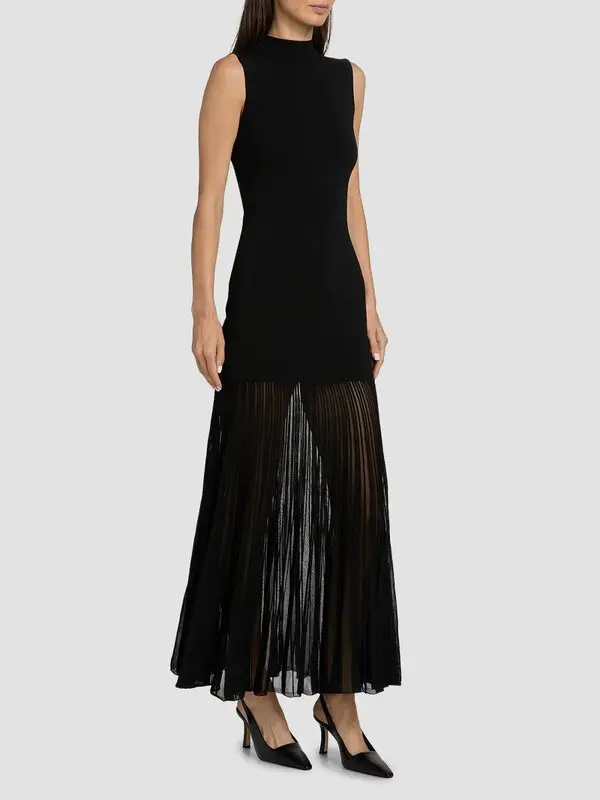 Michael Kors Mock Turtleneck Sheer Maxi Dress
