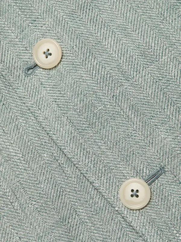 SAKS FIFTH AVENUE Chevron Linen-wool Tailored Jacket
