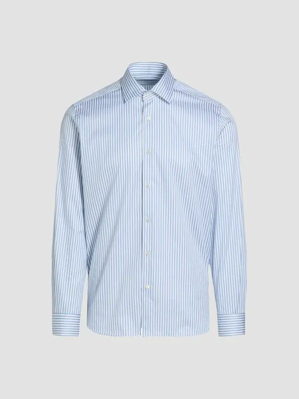 SAKS FIFTH AVENUE Striped Cotton Poplin Button-front Shirt - Blue