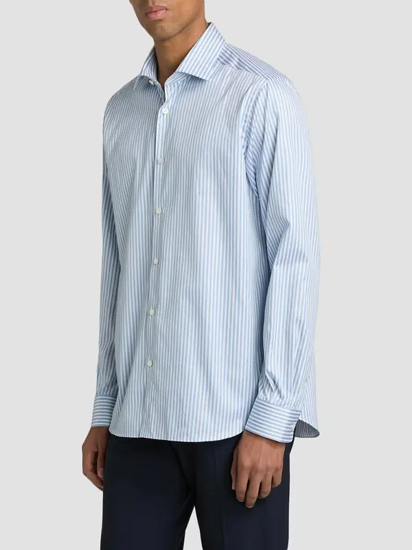 SAKS FIFTH AVENUE Striped Cotton Poplin Button-front Shirt - Blue