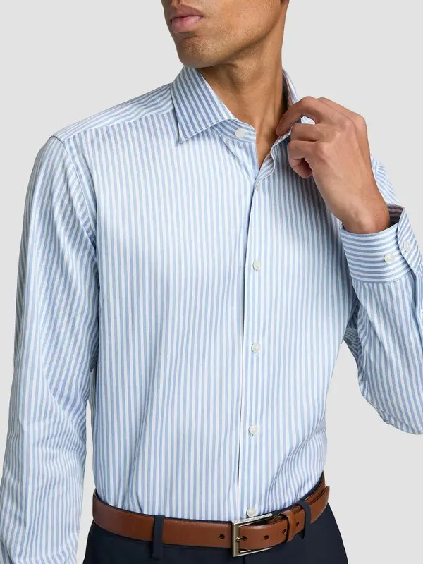 SAKS FIFTH AVENUE Striped Cotton Poplin Button-front Shirt - Blue