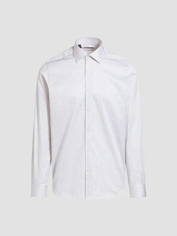 SAKS FIFTH AVENUE Striped Cotton Poplin Button-front Shirt - Grey