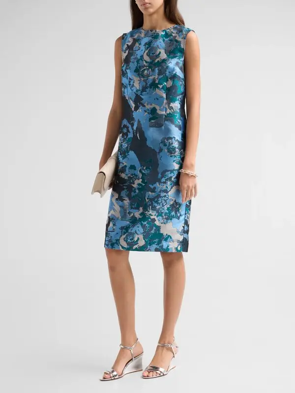 Ming Wang Abstract Jacquard Sheath Knee-length Dress