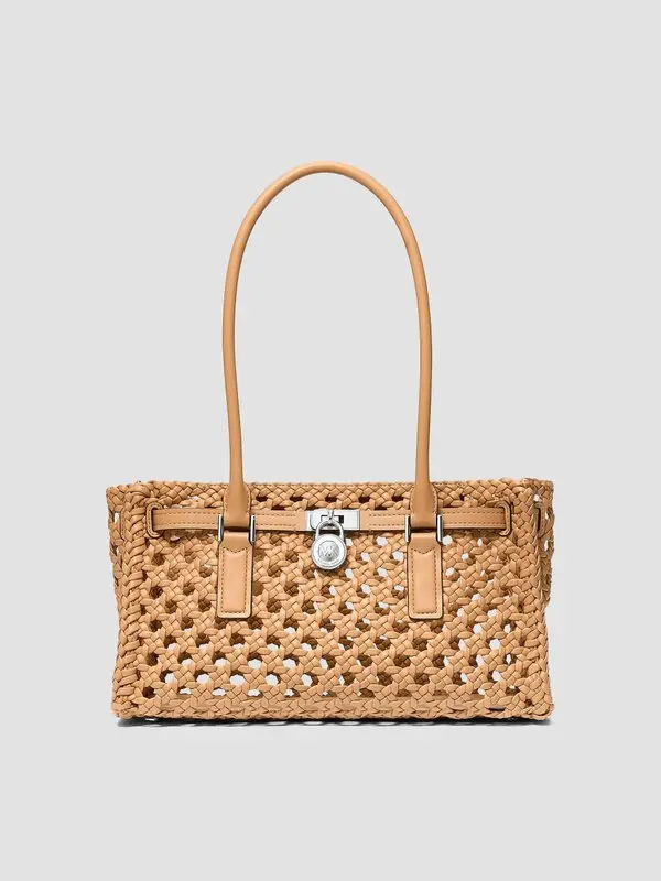 Michael Kors Hamilton Small Woven Tote Bag - Peanut