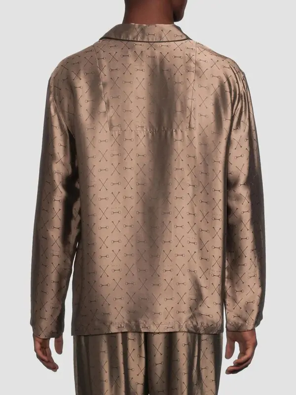 FLEUR DU MAL Jacquard Silk-blend Button-front Pajama Shirt