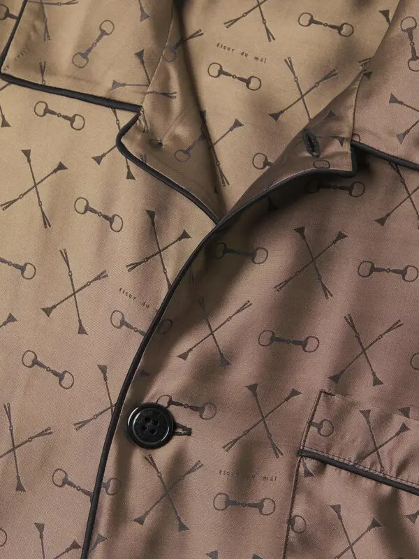 FLEUR DU MAL Jacquard Silk-blend Button-front Pajama Shirt