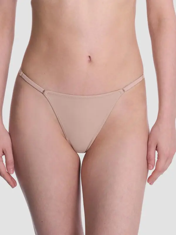 Natori Verge Adjustable String Thong - Cafe