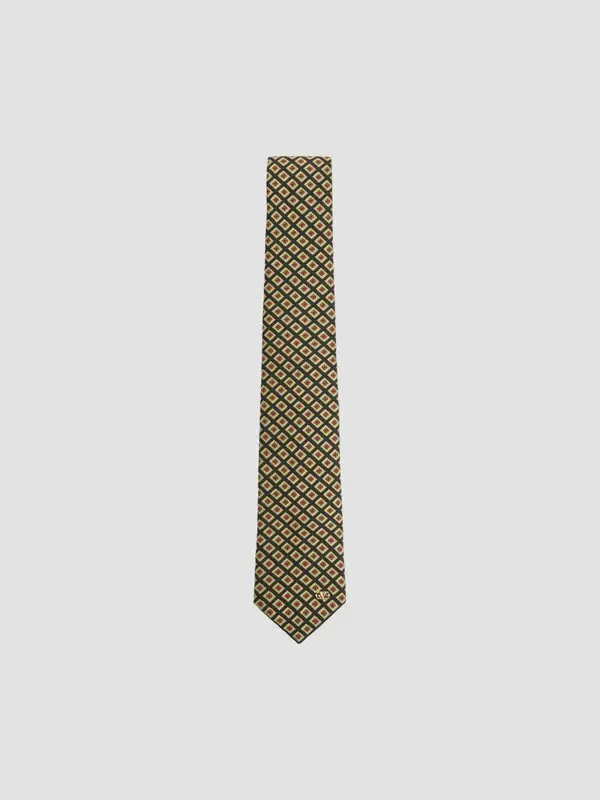 Valentino Garavani Valentie Jacquard Cotton Tie With Chamber Pattern And Vlogo Signature Detail - Multicolor