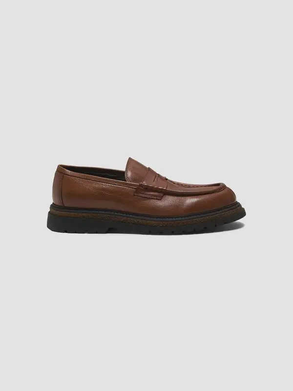 POLLINI Leather Lug-sole Penny Loafers