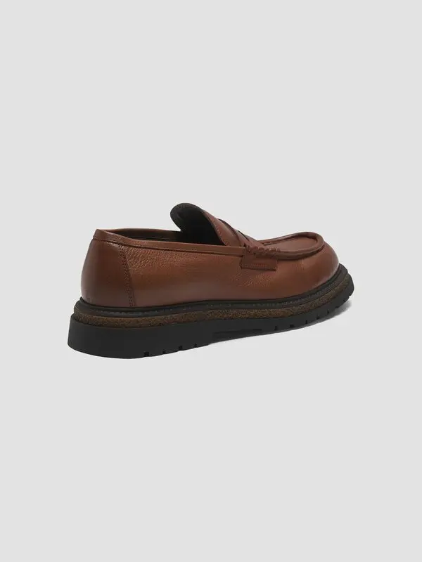 POLLINI Leather Lug-sole Penny Loafers