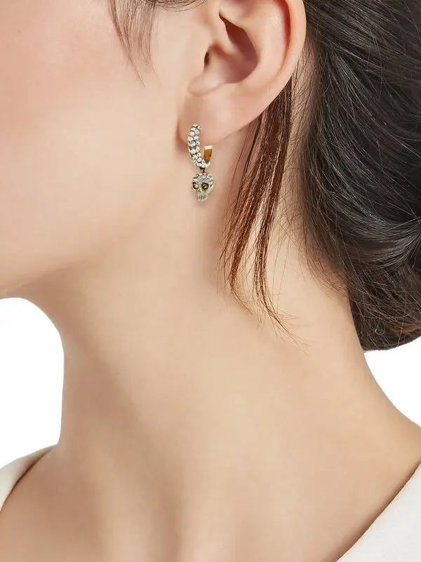 Alexander McQueen Goldtone Or Silvertone & Crystal Skull Drop Earrings - Black Multi