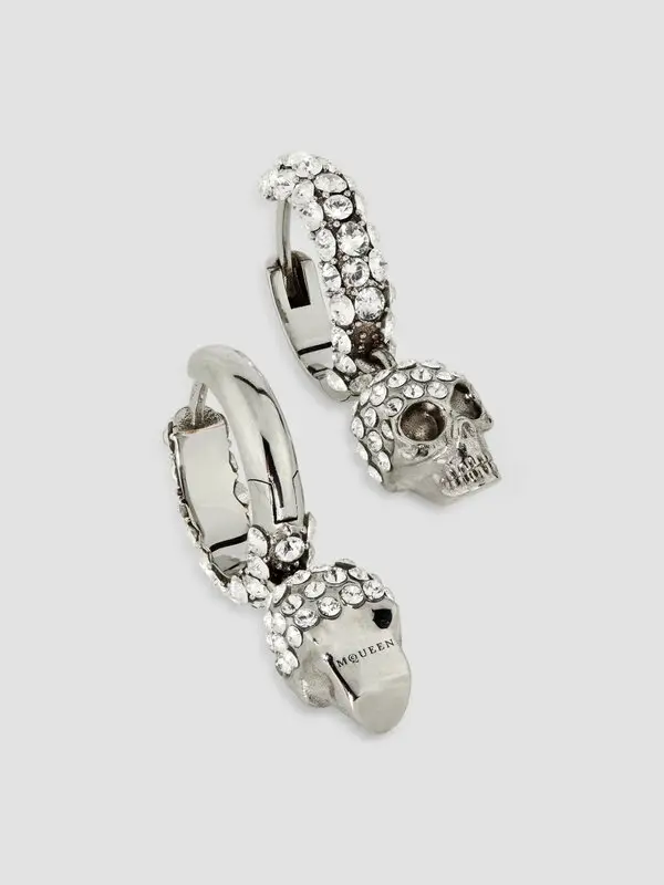 Alexander McQueen Goldtone Or Silvertone & Crystal Skull Drop Earrings - Black Multi