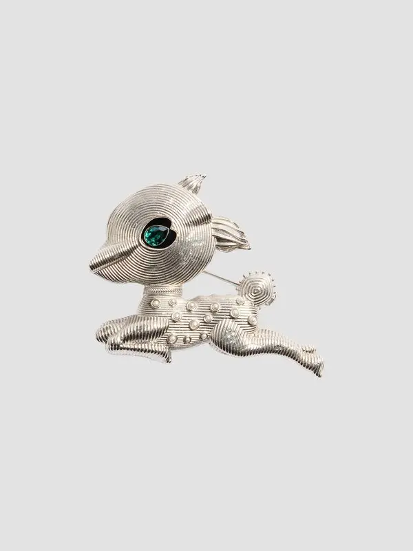 Valentino Garavani Fil Perdu Metal Brooch With Pearls And Swarovski Crystals - Palladium