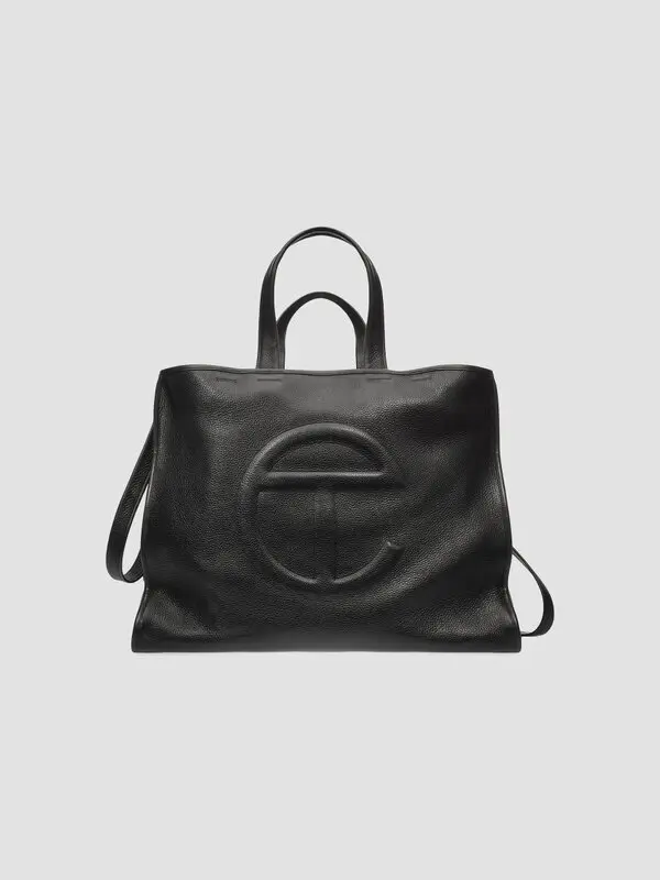 TELFAR Large Pebbled Leather Carry Bag - Black