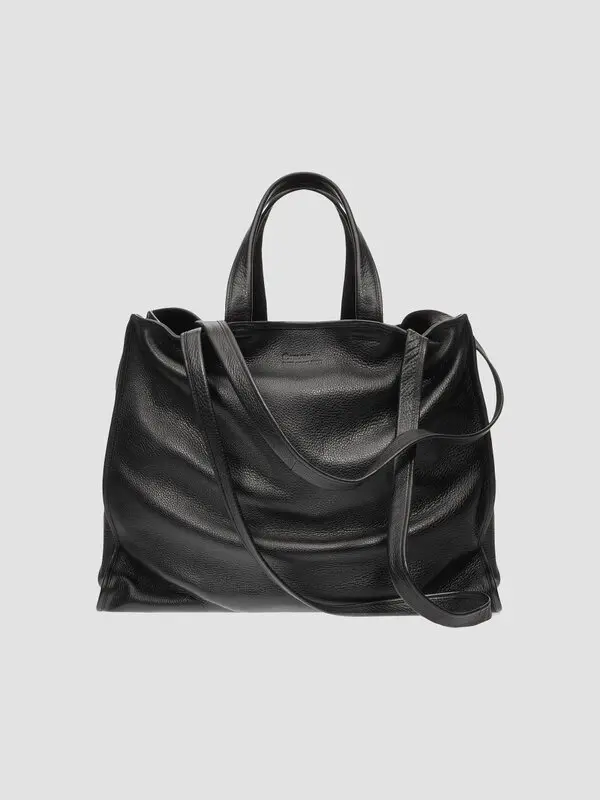 TELFAR Large Pebbled Leather Carry Bag - Black