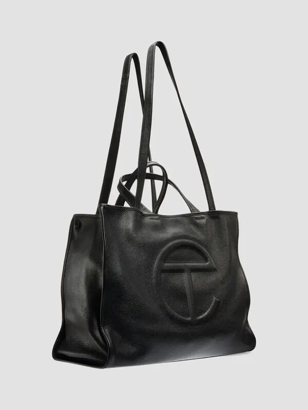 TELFAR Large Pebbled Leather Carry Bag - Black