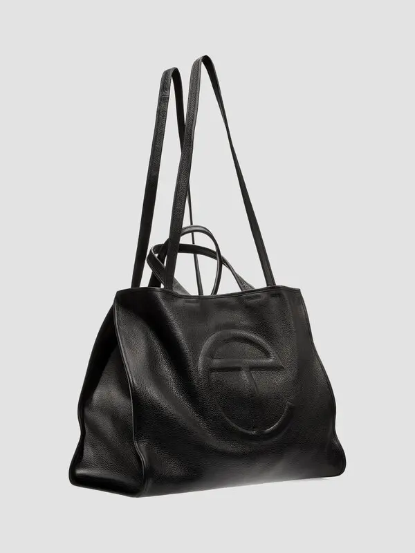 TELFAR Large Pebbled Leather Carry Bag - Black