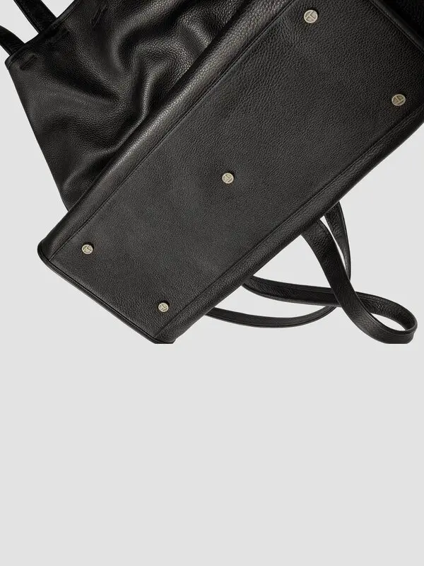 TELFAR Large Pebbled Leather Carry Bag - Black