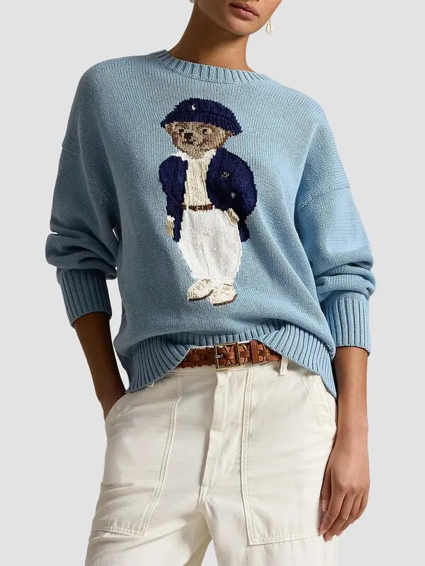 Polo Ralph Lauren Polo Bear Oversize Cotton Sweater - Blue Note