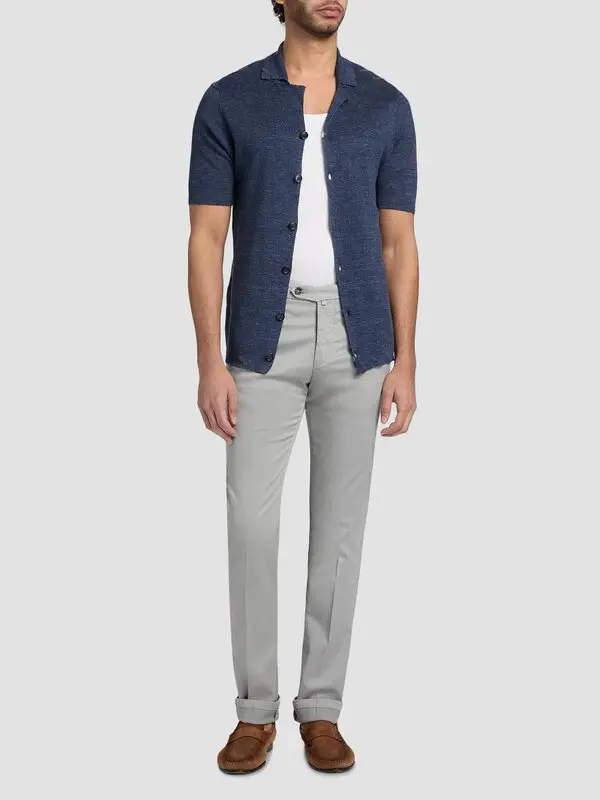 SAKS FIFTH AVENUE Heathered Linen Camp Shirt