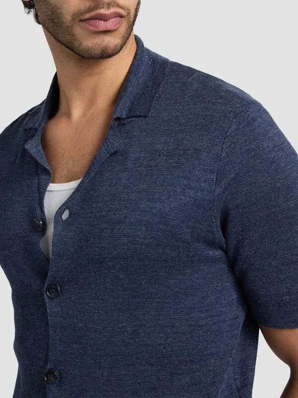 SAKS FIFTH AVENUE Heathered Linen Camp Shirt