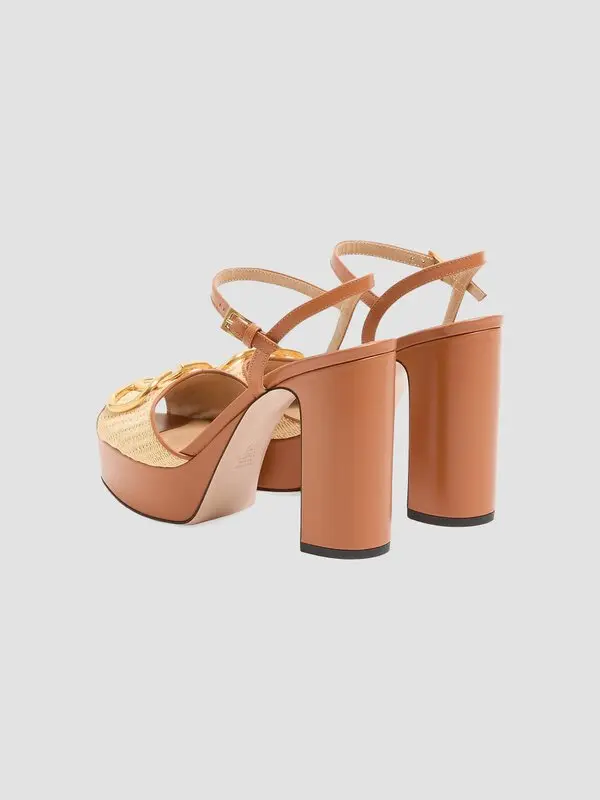 Valentino Garavani Vlogo Signature 115mm Platform Sandals In Raffia