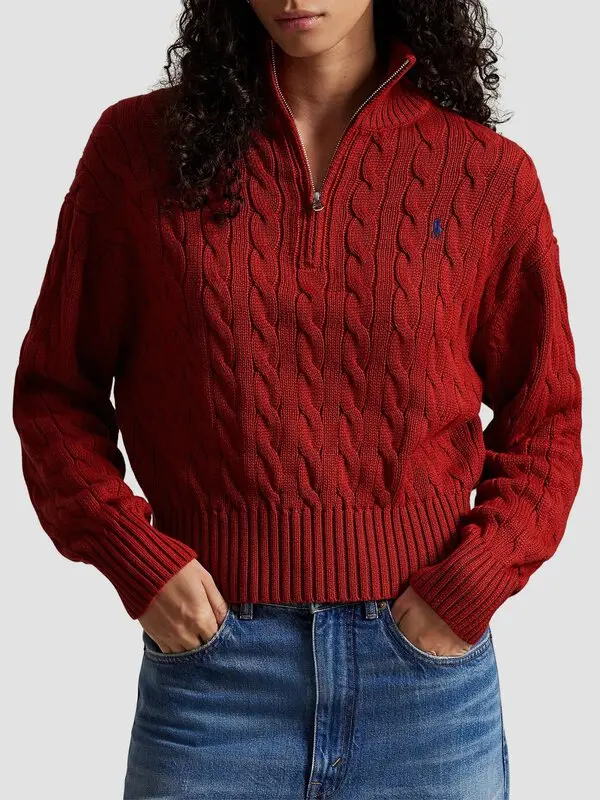 Polo Ralph Lauren Cable-knit Quarter-zip Sweater