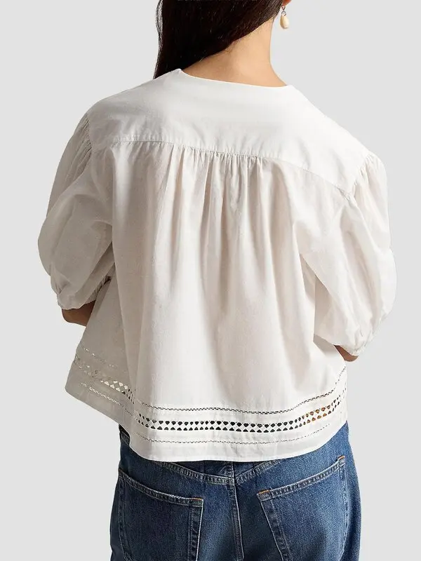 Polo Ralph Lauren Lace-trim Cotton Shirt - White