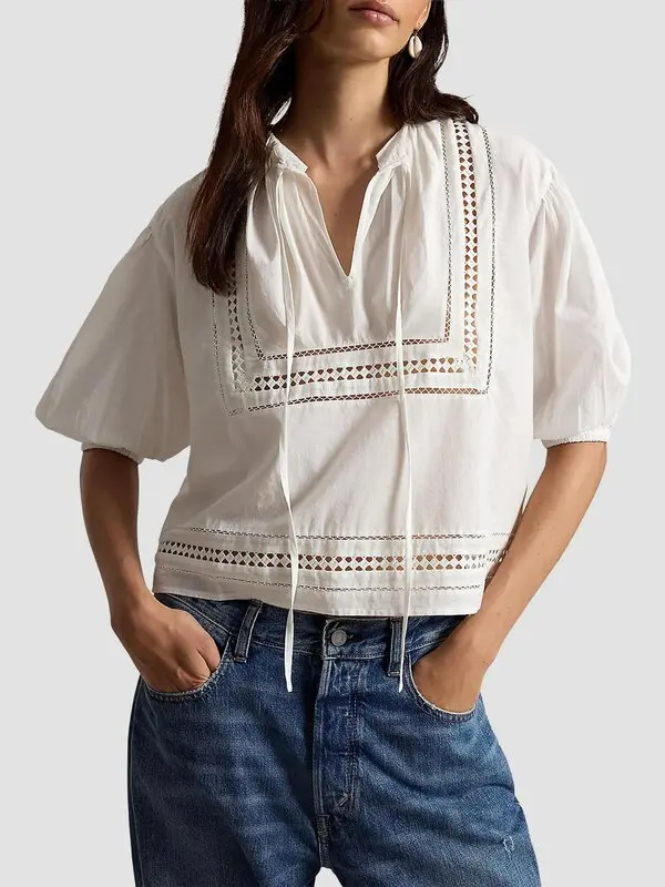 Polo Ralph Lauren Lace-trim Cotton Shirt - White