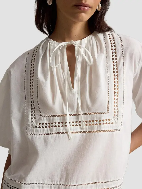 Polo Ralph Lauren Lace-trim Cotton Shirt - White