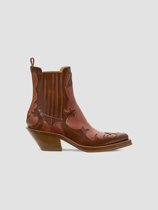 Gabriela Hearst Cassidy 70mm Western-style Leather Booties - Cognac