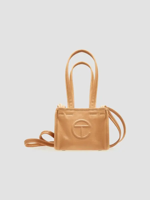 TELFAR Small Carry Logo Leather Bag - Desert