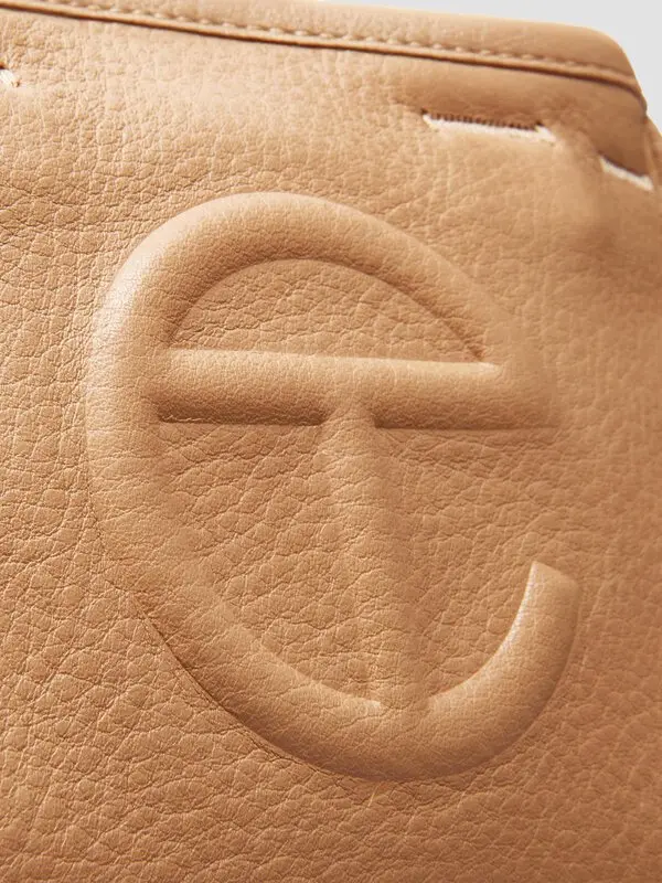 TELFAR Small Carry Logo Leather Bag - Desert