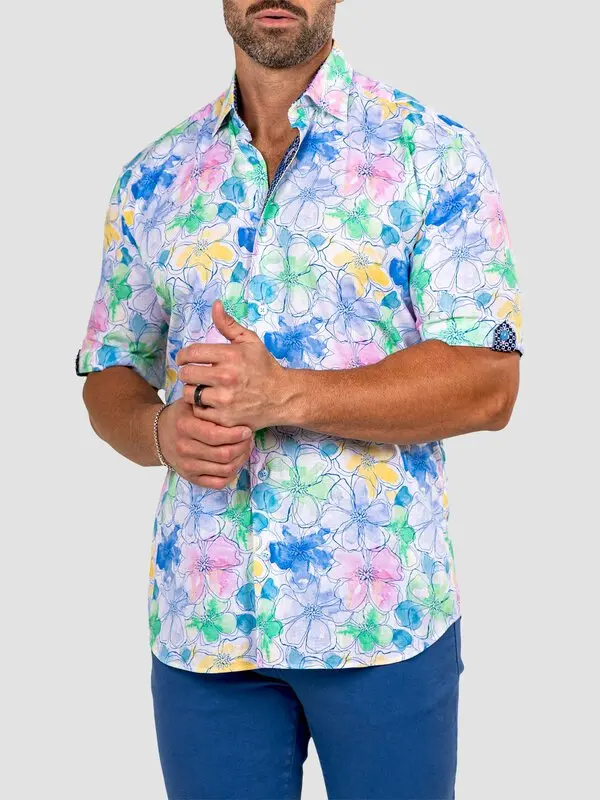 MACEOO Galileo Short Sleeve Shirt - White Multi