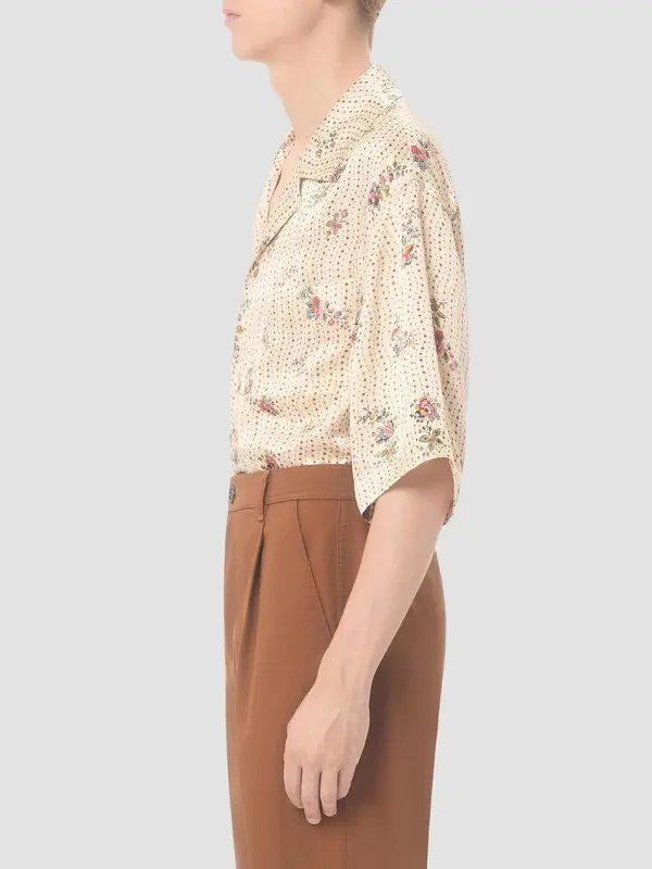 Valentino Garavani Silk Bowling Shirt With Papier Floral Print