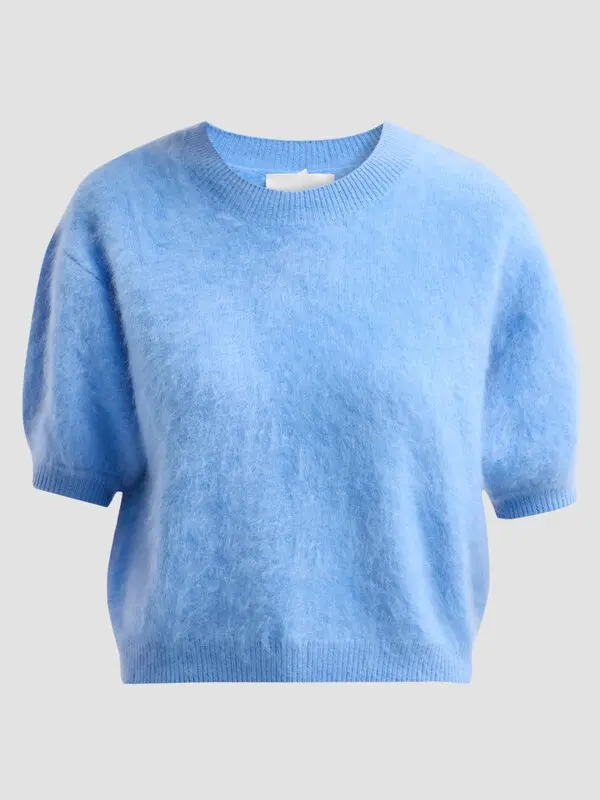 LISA YANG Juniper Cashmere Crop Sweater - Azure