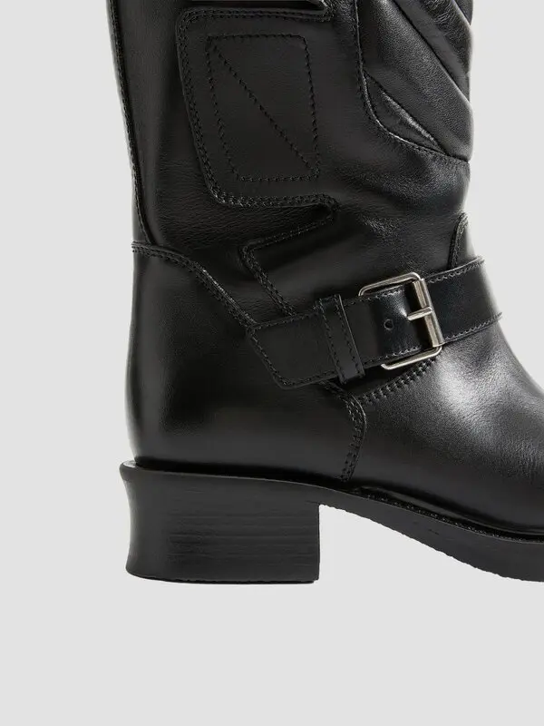Valentino Garavani Rayons 40mm Biker Boots In Calfskin And Nappa Leather With Chevron Pattern
