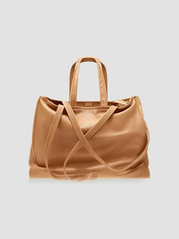 TELFAR Large Carry Logo Leather Bag - Desert