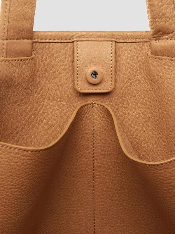 TELFAR Large Carry Logo Leather Bag - Desert