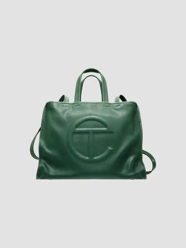 TELFAR Large Carry Logo Leather Bag - Forest