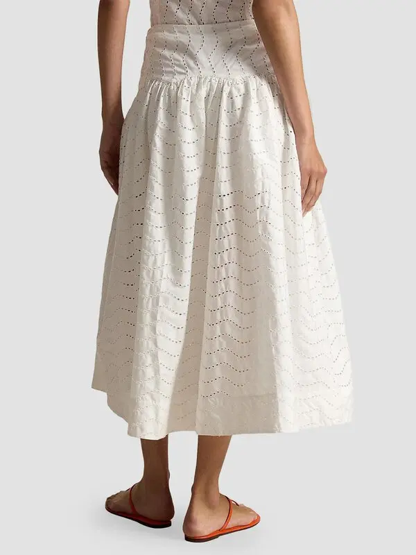 Polo Ralph Lauren Cotton Eyelet Midi-skirt