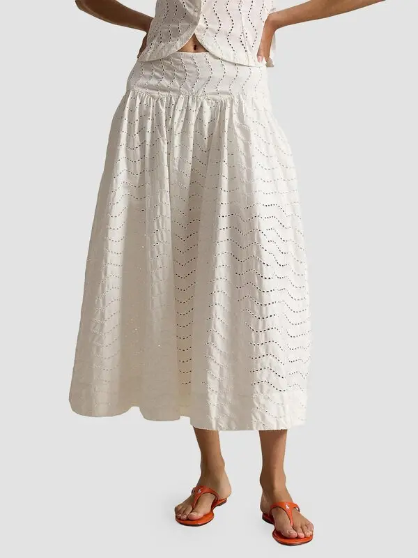 Polo Ralph Lauren Cotton Eyelet Midi-skirt