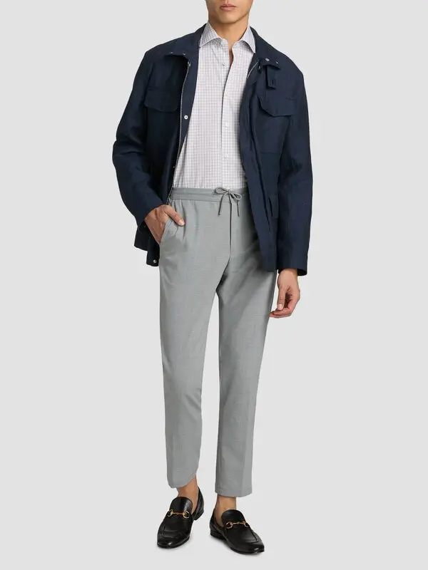 SAKS FIFTH AVENUE Mini-check Poplin Button-front Shirt
