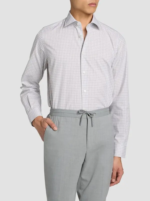 SAKS FIFTH AVENUE Mini-check Poplin Button-front Shirt