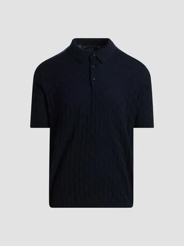 SAKS FIFTH AVENUE Geometric Cotton Polo Shirt - Navy