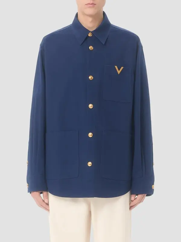 Valentino Garavani Gabardine Shirt Jacket With Vgold